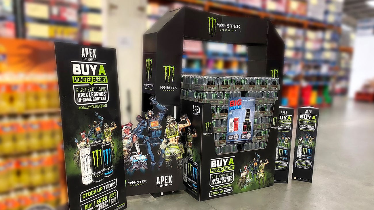 Monster Energy Printed Point of Sale Displays Case Study by Mauveworx