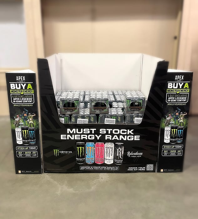 Monster Energy Printed Point of Sale Displays Case Study by Mauveworx